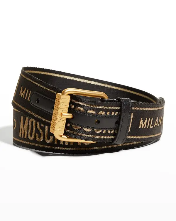 Moschino Webbed Logo Belt - Black Multi | Editorialist display picture 1