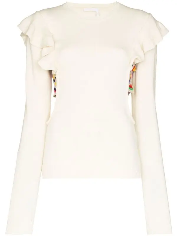 Chloé Ruffled Cut-out Jumper