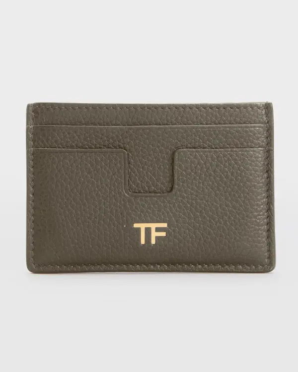 TOM FORD Tf Card Holder In Grained Leather - Graphite