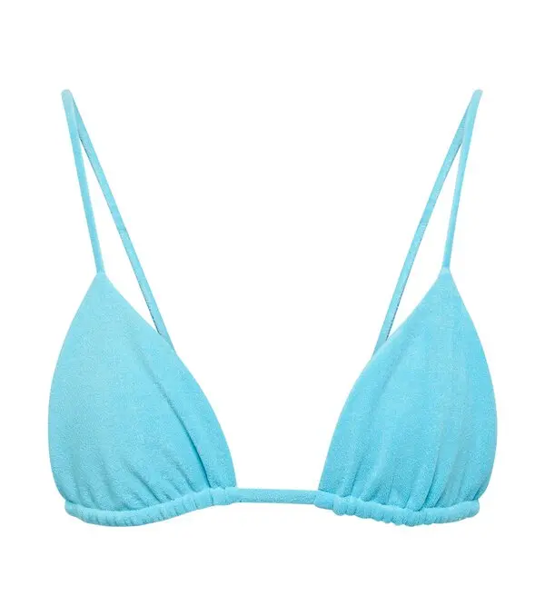 Jade Swim Via Terry Triangle Bikini Top - Blue