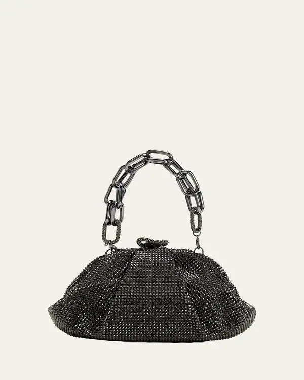 Judith Leiber Gemma Pleated Crystal Clutch Bag - Hematite
