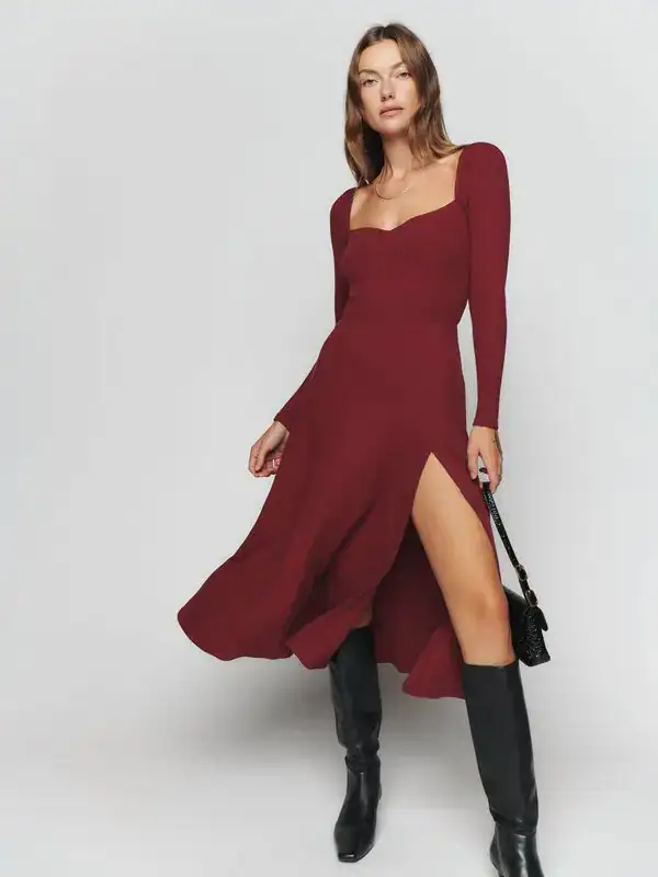 Reformation Banks Knit Dress - Chianti | Editorialist