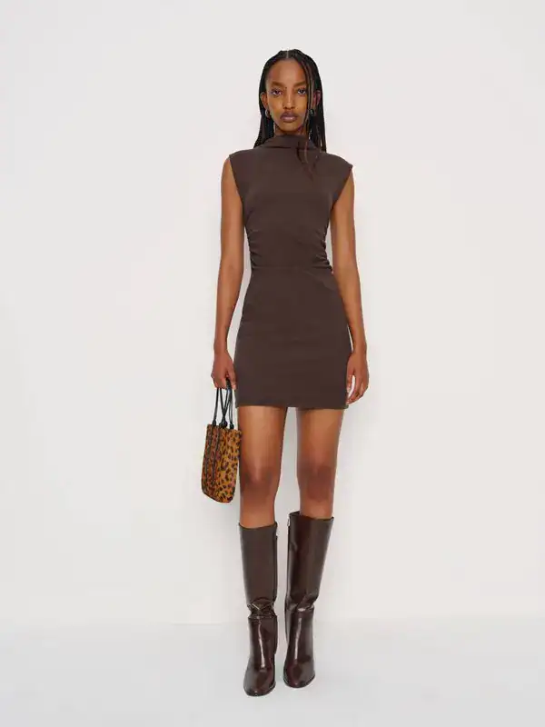 knitted dress and cardigan set Foteini Knit Midi Dress & Cardigan Set – Brown Chic M main image 0
