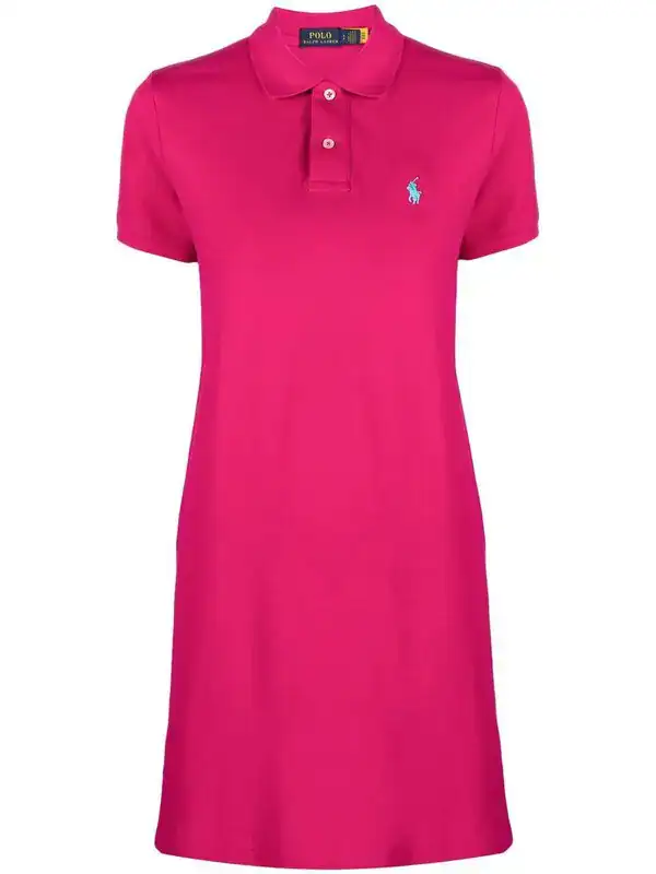 Ralph Lauren Embroidered Polo-Pony Dress Pink 28% Off