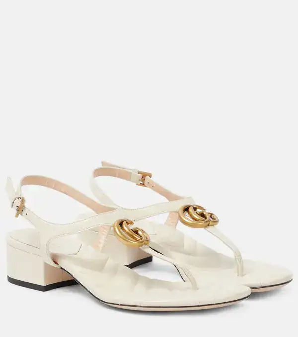 Gucci Double G Leather Thong Sandals White Editorialist