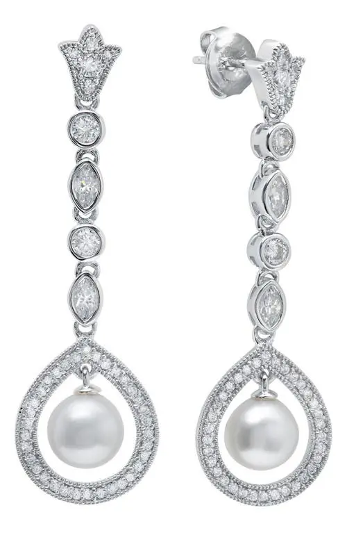 CRISLU X Andrew Prince Crystal And Pearl Drop Earrings