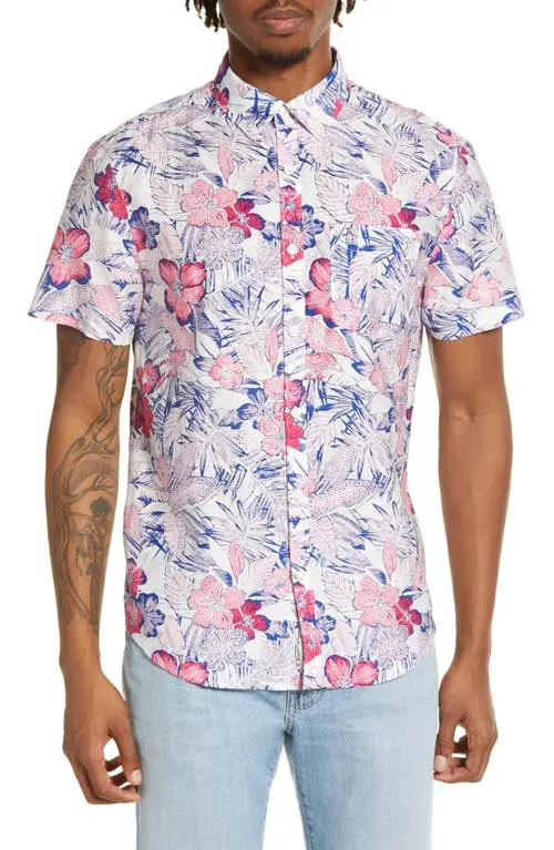 Original Penguin Floral Short Sleeve Lyocell Cotton Button-Down