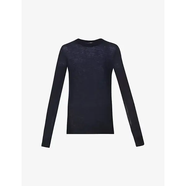 JOSEPH Cashair Round-neck Cashmere Jumper - Navy