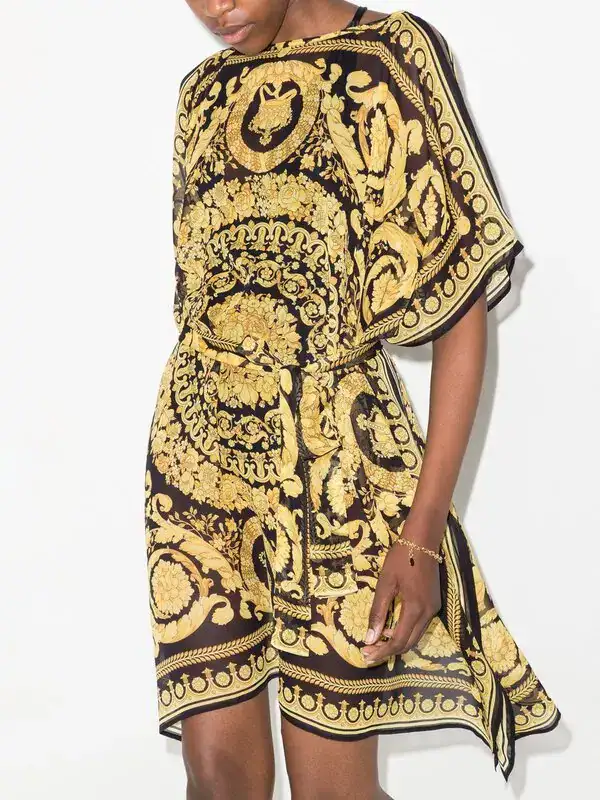 slim fit dress slacks Black and Gold Paisley Print Bodycon Dress XL / Black and Gold / Stretchy main image 0