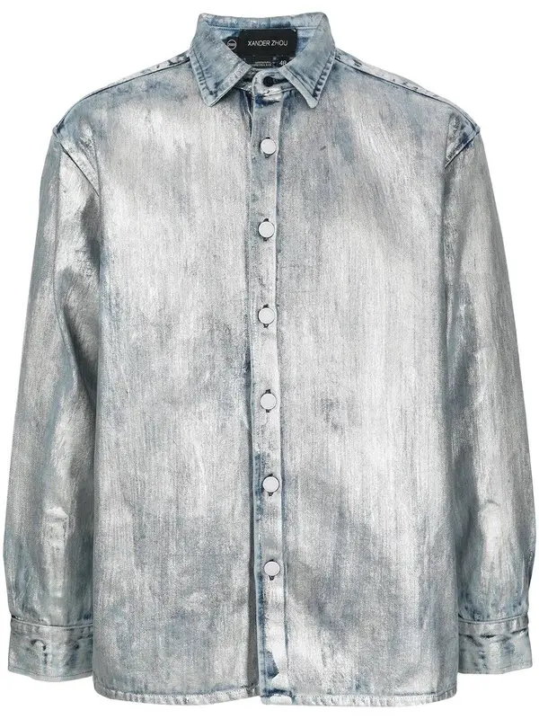 Xander Zhou High-Shine Denim Shirt In Blue - 52% Off | Editorialist