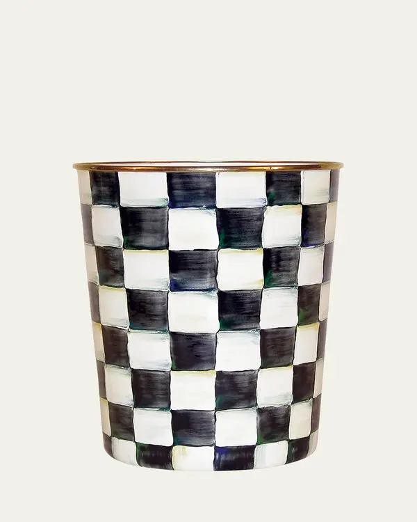 MACKENZIE-CHILDS Courtly Check Wastebasket - Black/check