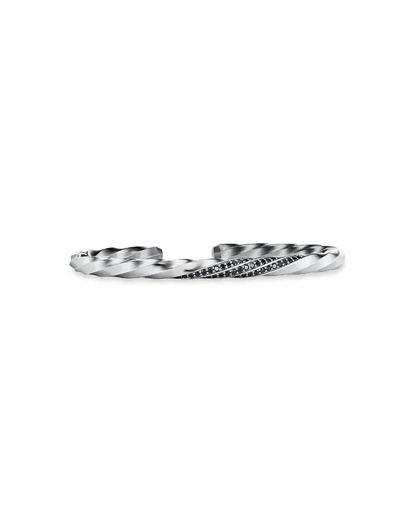 David Yurman Cable Edge Cuff Bracelet With Black Diamonds