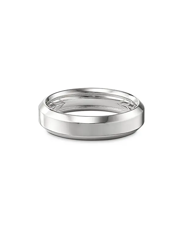 David Yurman 18k Gold Beveled Band Ring - White