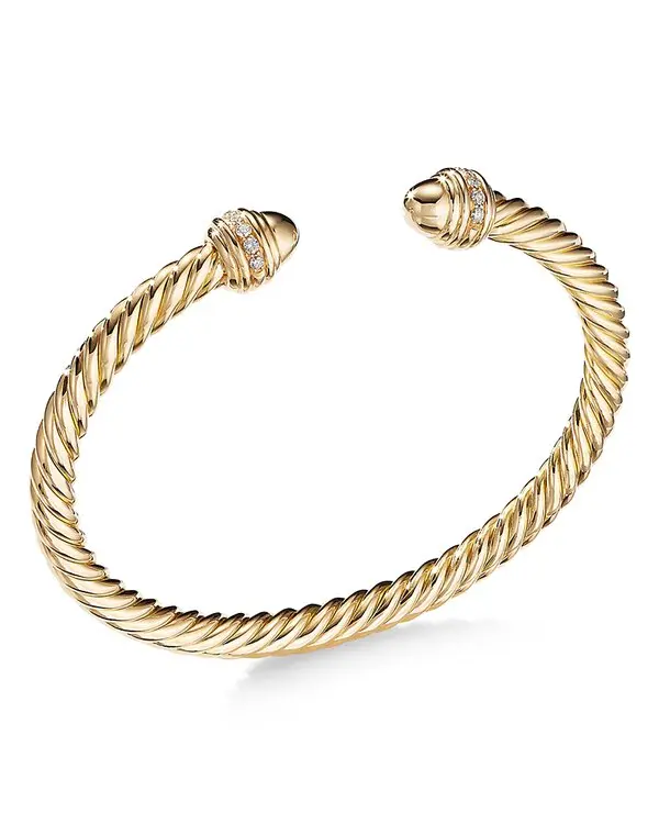 David Yurman Cable Bracelet With Diamonds - White/gold