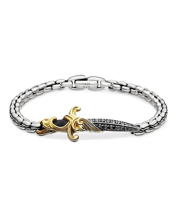 David Yurman Waves Dagger Bracelet With Diamonds And Gold - Gold/silver