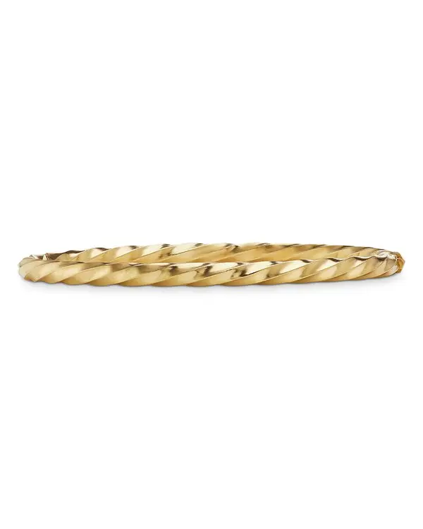 David Yurman 18k Yellow Cable Edge Bangle Bracelet - Gold