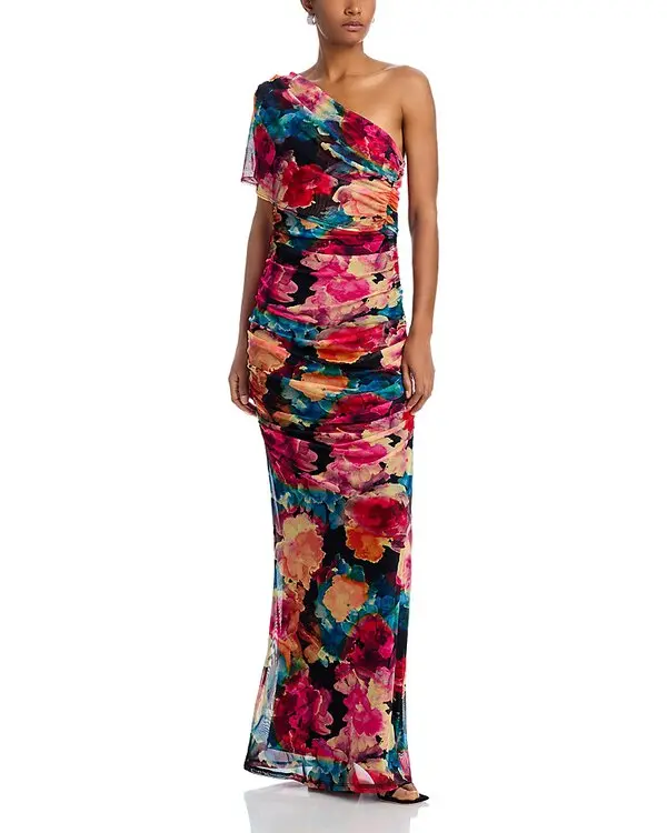 Black Halo Rosario One Shoulder Dress - Rainbow Canvas