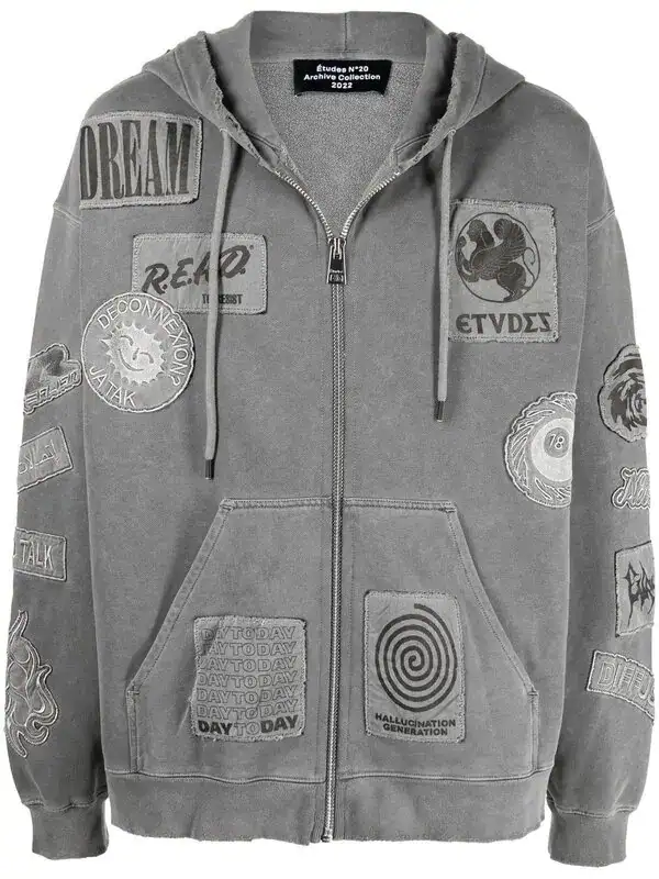 トップス ETUDES EXTRA HOOD ZIPPED PATCH éTudes Studio Logo-Patch Zip Hoodie In Grey - 59% Off | Editorialist