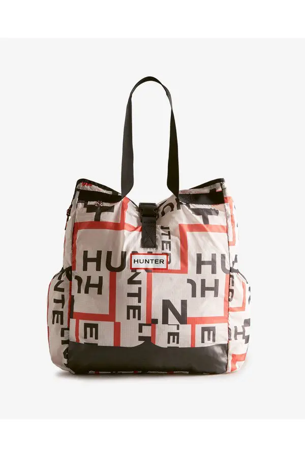 Hunter Exploded Logo Ripstop Packable Tote Bag - Natural | Editorialist