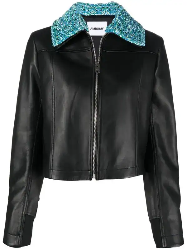 Ambush Zip-Front Leather Jacket In Black - 45% Off | Editorialist