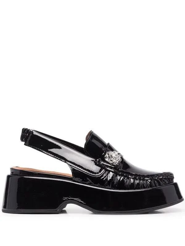 GANNI Slingback Chunky-sole Loafers - Black | Editorialist