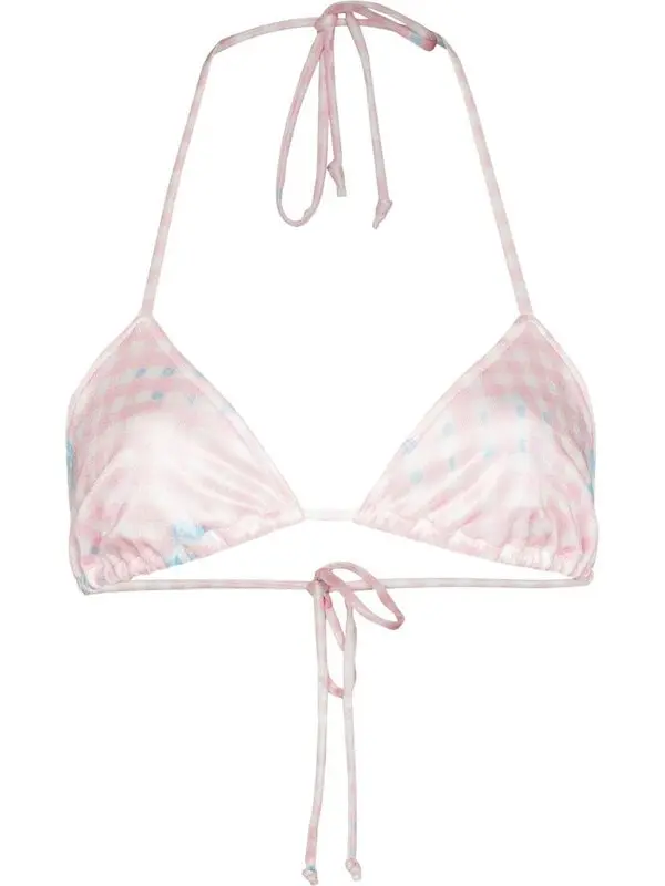 Buy POSTER GIRL Diane Triangle Gingham Bikini Top - Pink At 80% Off ...