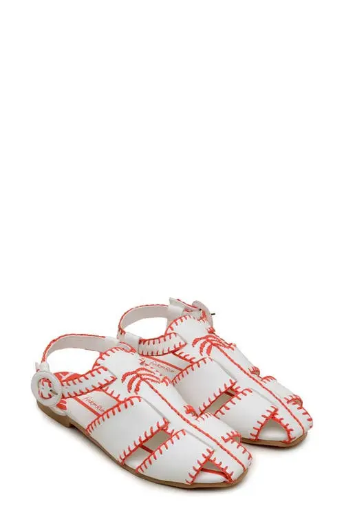 Buy Farm Rio Embroide Palm Tree Sandal - Red At 62% Off | Editorialist