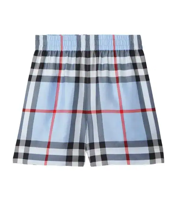 Burberry Silk Check Shorts Blue Editorialist