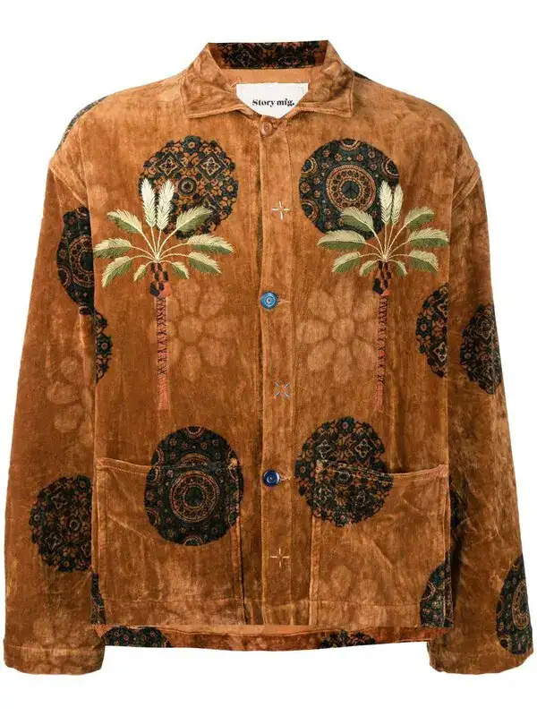Story Mfg. Short On Time Velvet Shirt Jacket - Brown | Editorialist
