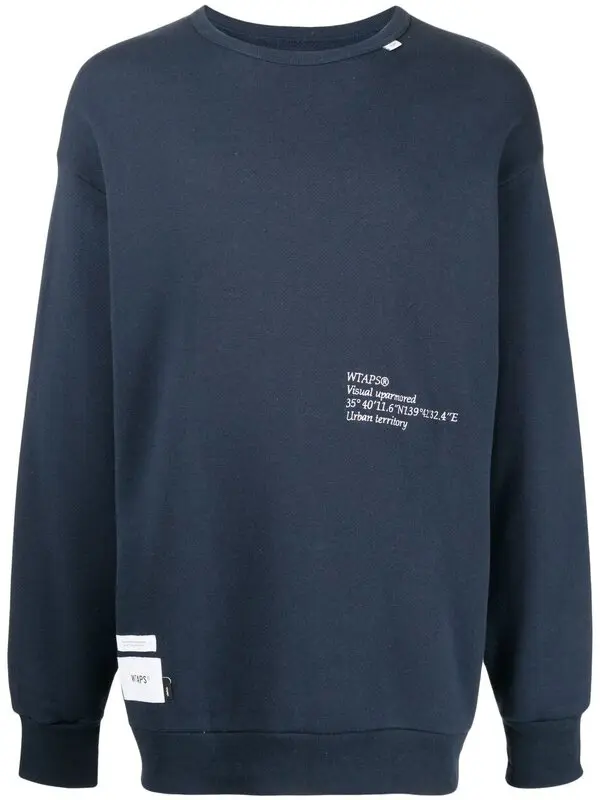 WTAPS Embroidered-logo Crewneck Sweatshirt - Blue
