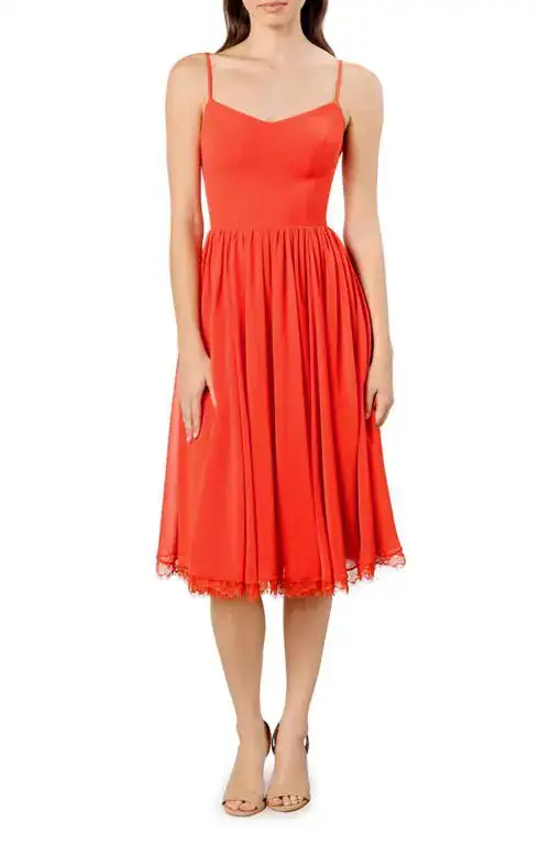 Dress The Population Mercy Fit & Flare Midi Dress - Poppy | Editorialist