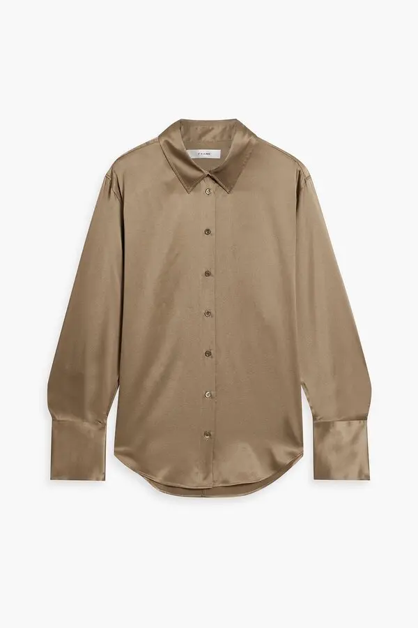 FRAME Standard Stretch-silk Satin Shirt - Taupe