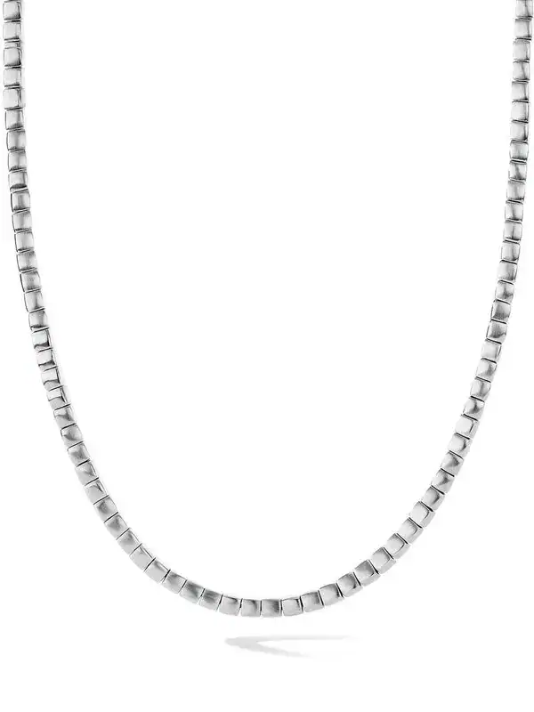 David Yurman 4mm Hex Square Bead Necklace Silver Editorialist