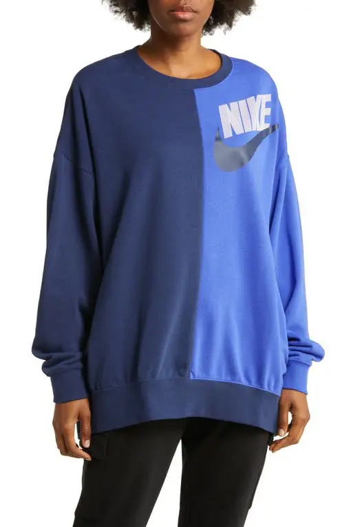 Nike Sportswear Oversize Colorblock Crewneck Sweatshirt In Midnight ...