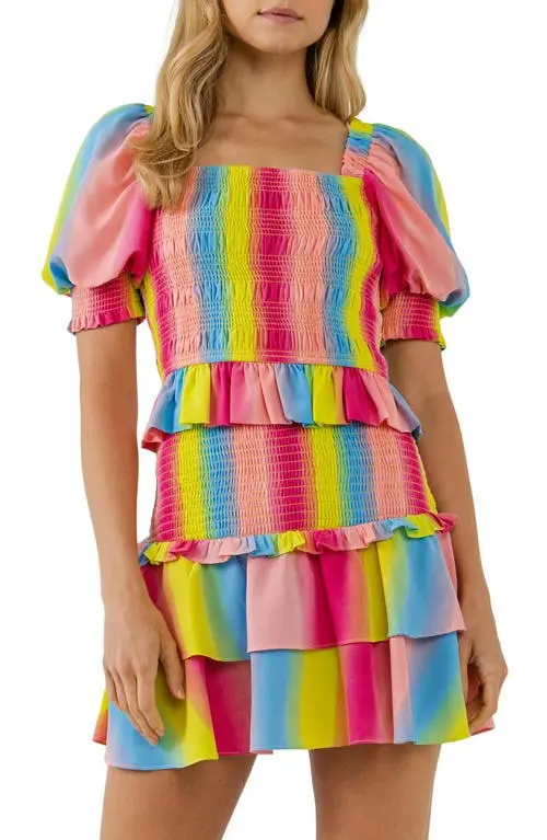 Endless Rose Ombré Striped Smocked Top