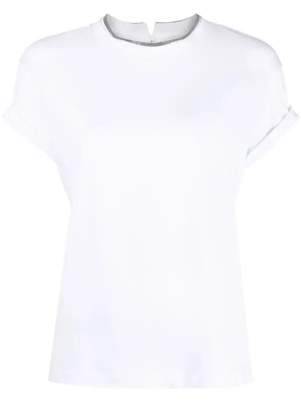 Brunello Cucinelli Chain-trim Round-neck T-shirt - White