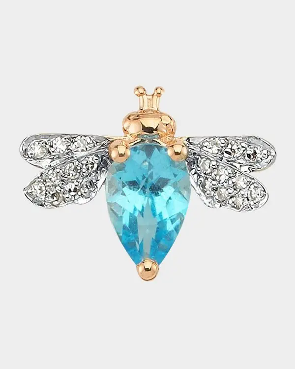 BEE GODDESS Diamond And Blue Topaz Bee Stud Earring - Diamond & Topaz