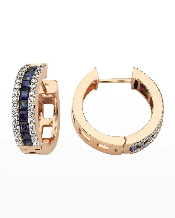 BEE GODDESS Mondrian Sapphire And Diamond Hoop Earrings - Sapphire & Diamond