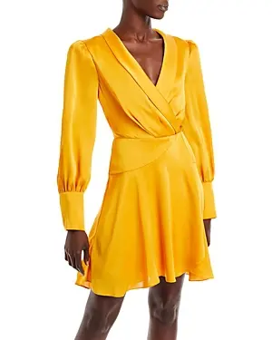 gold shiny mini dress Sleeve Sign Wrap Dress main image 1