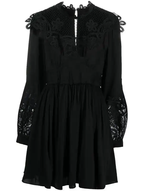 Self-Portrait Guipure-Lace Empire-Line Mini Dress In Black - 75% Off |  Editorialist