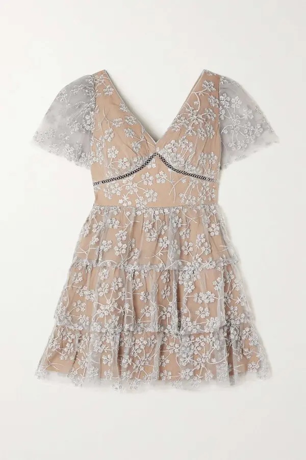katy perry coronation gold dress Gold Metallic Jacquard Flounce Mini Dress main image 0