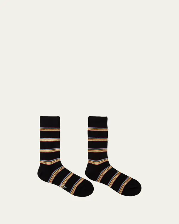 Paul Smith Multiblock Ribbed Crew Socks - Black Pattern
