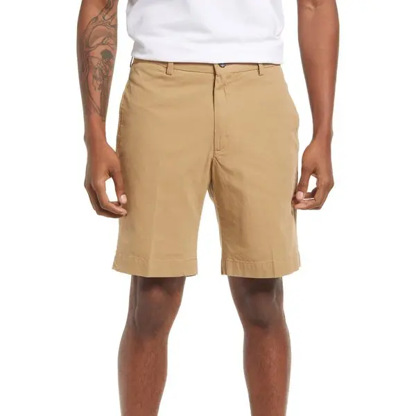 Berle Charleston Khakis Poplin Flat Front Shorts - Tan