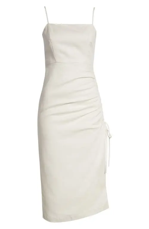 Bardot Zayla Ruched Linen Blend Midi Dress In Ivory - 45% Off | Editorialist