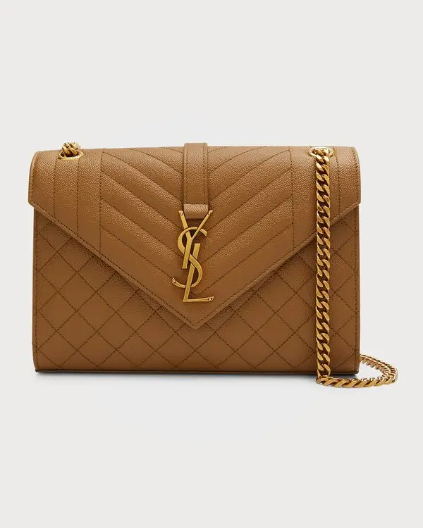 Saint Laurent Envelope Triquilt Medium Shoulder Bag - Noir