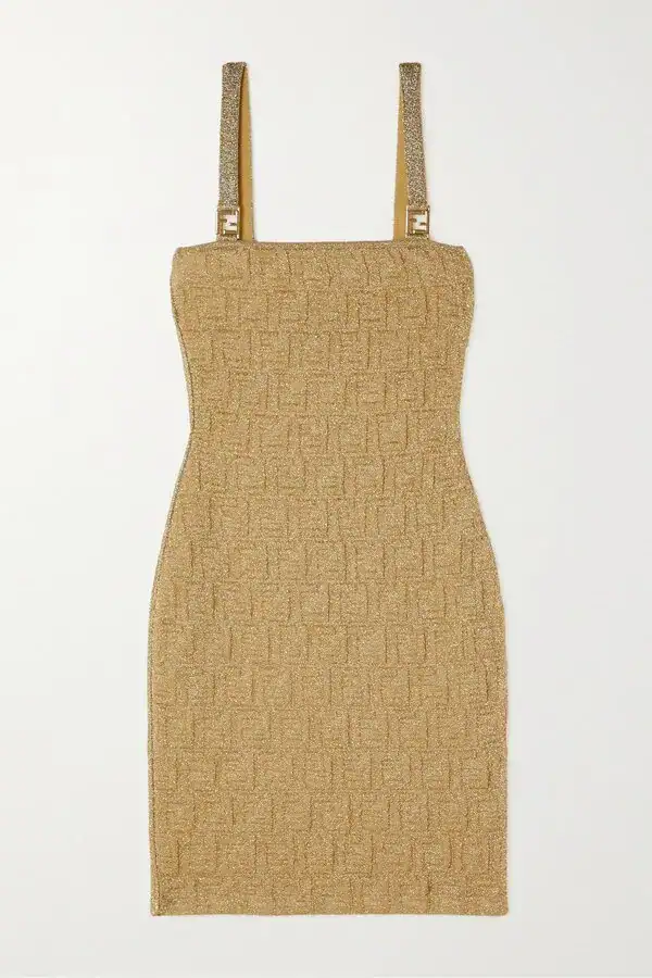 Knit Dress Fendi Zucca Dress 71616 Auth FENDI Tobacco Brown