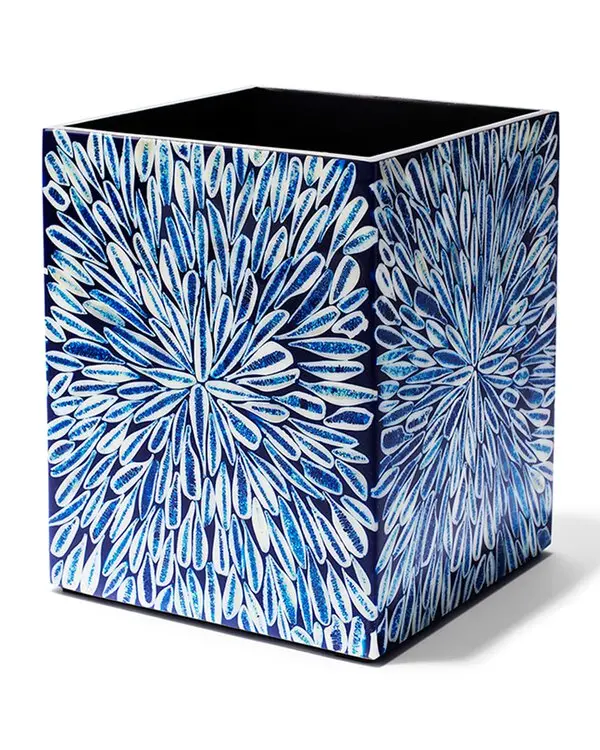 LADORADA Blue Almendro Wastebasket - Blue And Ivory