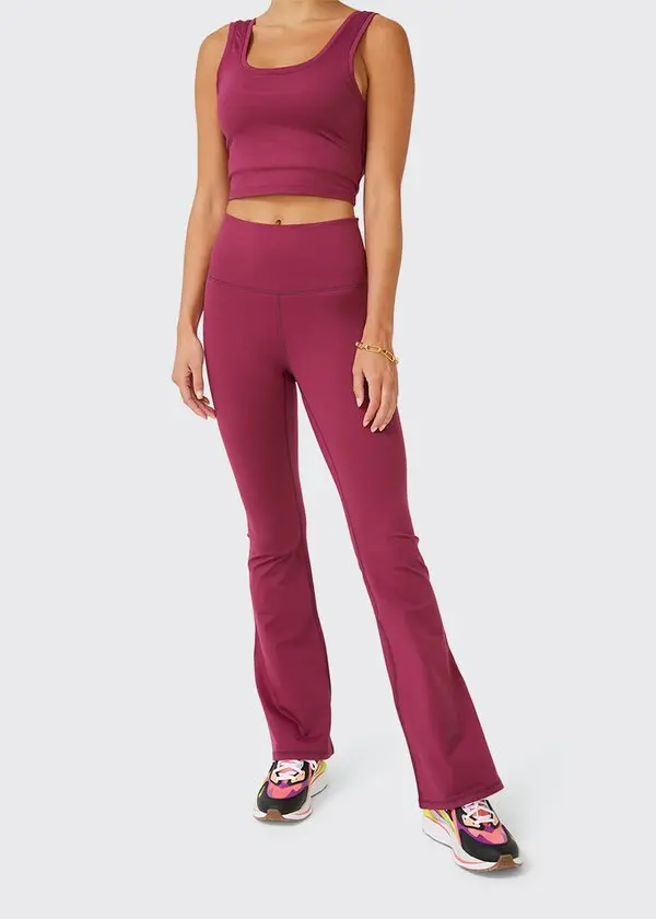 Terez Tlc Flare High-rise Leggings - Black Raspberry | Editorialist
