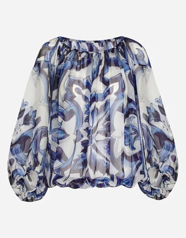 Dolce & Gabbana Majolica-print Chiffon Blouse - Multicolor
