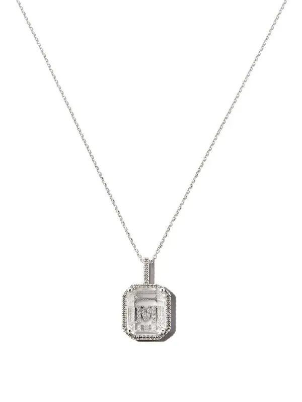 Mateo 14kt White Gold Diamond Initial Pendant Necklace